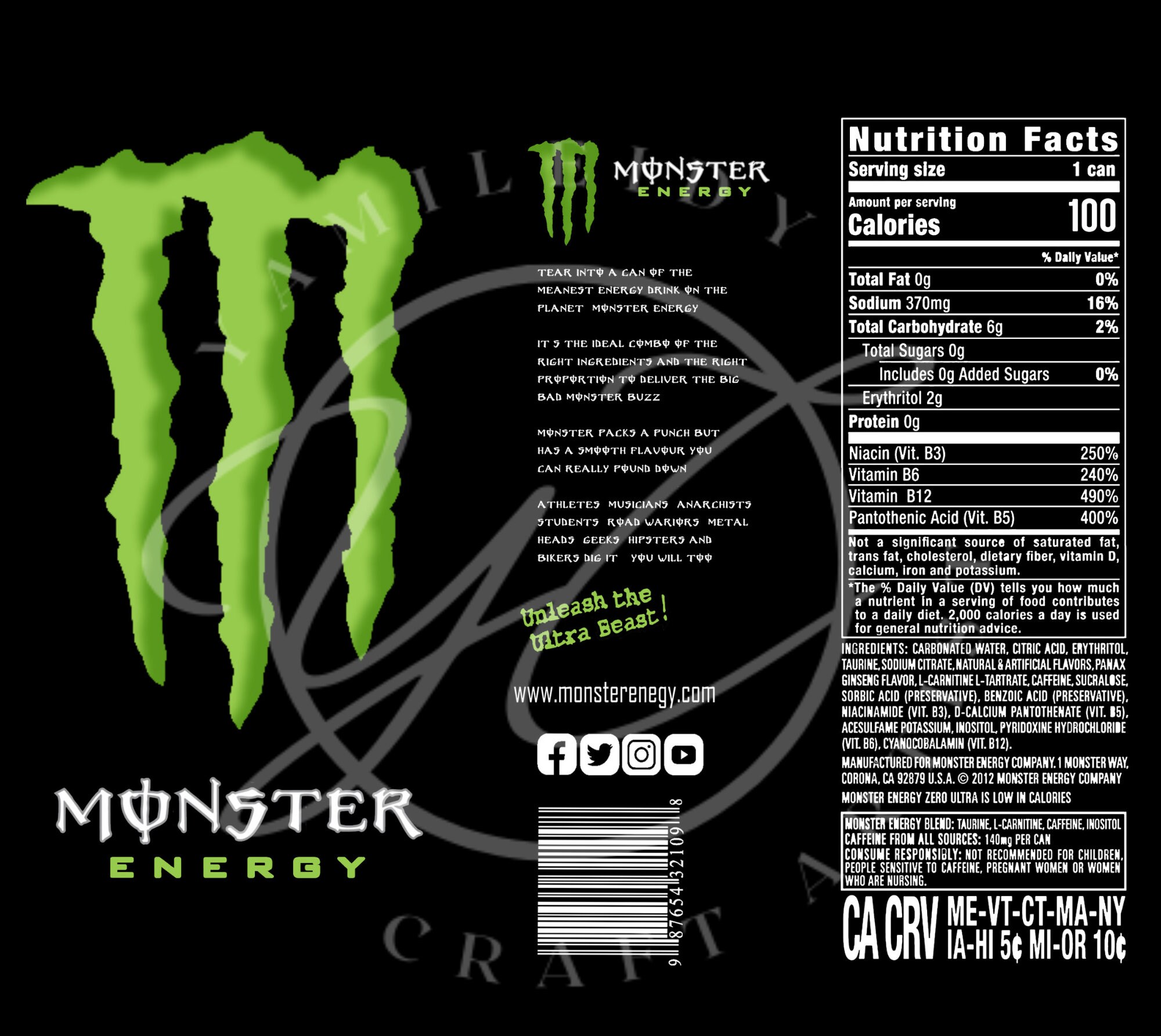 MONSTER 20oz Skinny Tumbler, Sublimation Design, Digital Downloadable ...