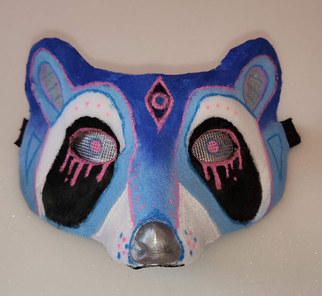 Rave Raccoon - UV Reactive Party Mask - Etsy