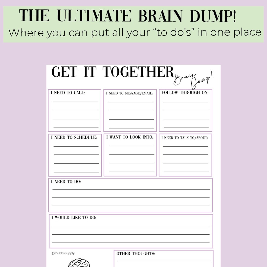 Thought Organizer & Planner - Brain Dump - Get It Together Digital Life ...