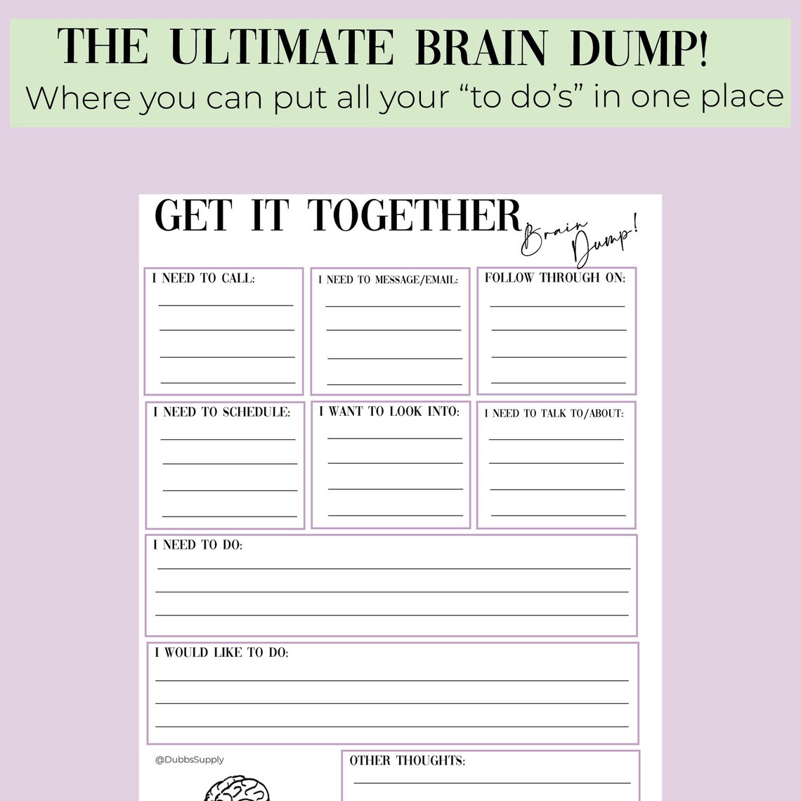 Thought Organizer & Planner Brain Dump Get It Together - Etsy