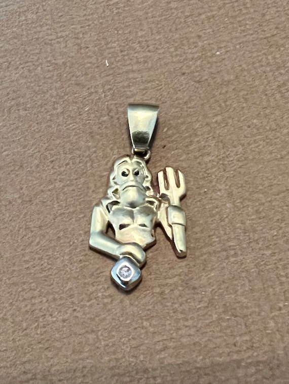 18K Solid Gold Pisces Poseidon/Neptune Astrology Zodi… - Gem