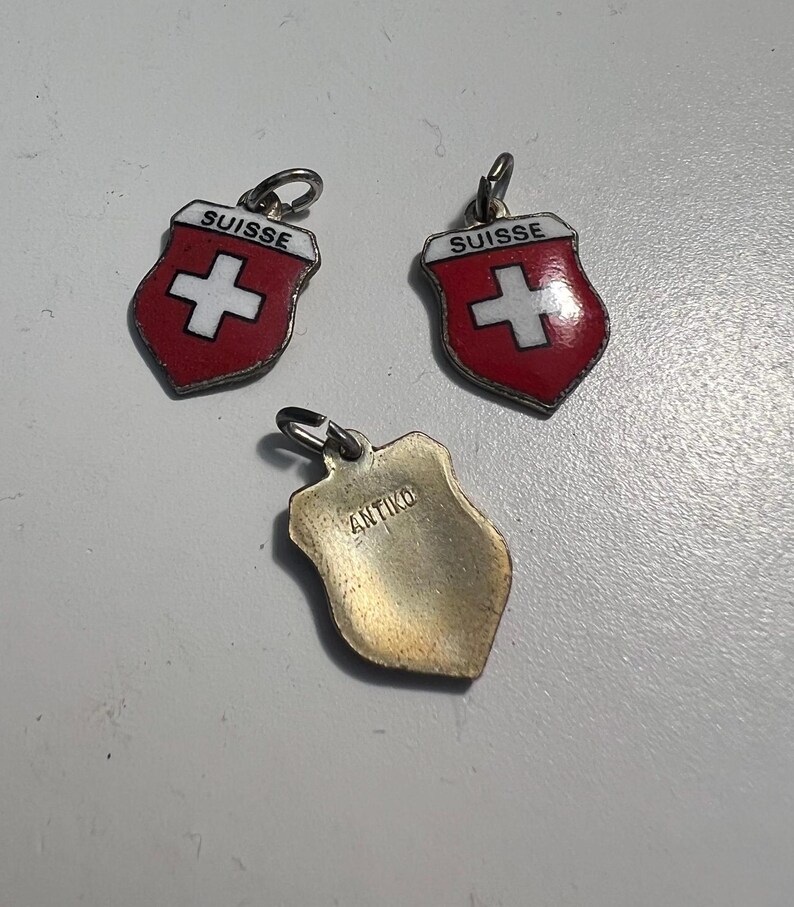 Vintage Enamel Swiss Flag Shield Charm - Etsy