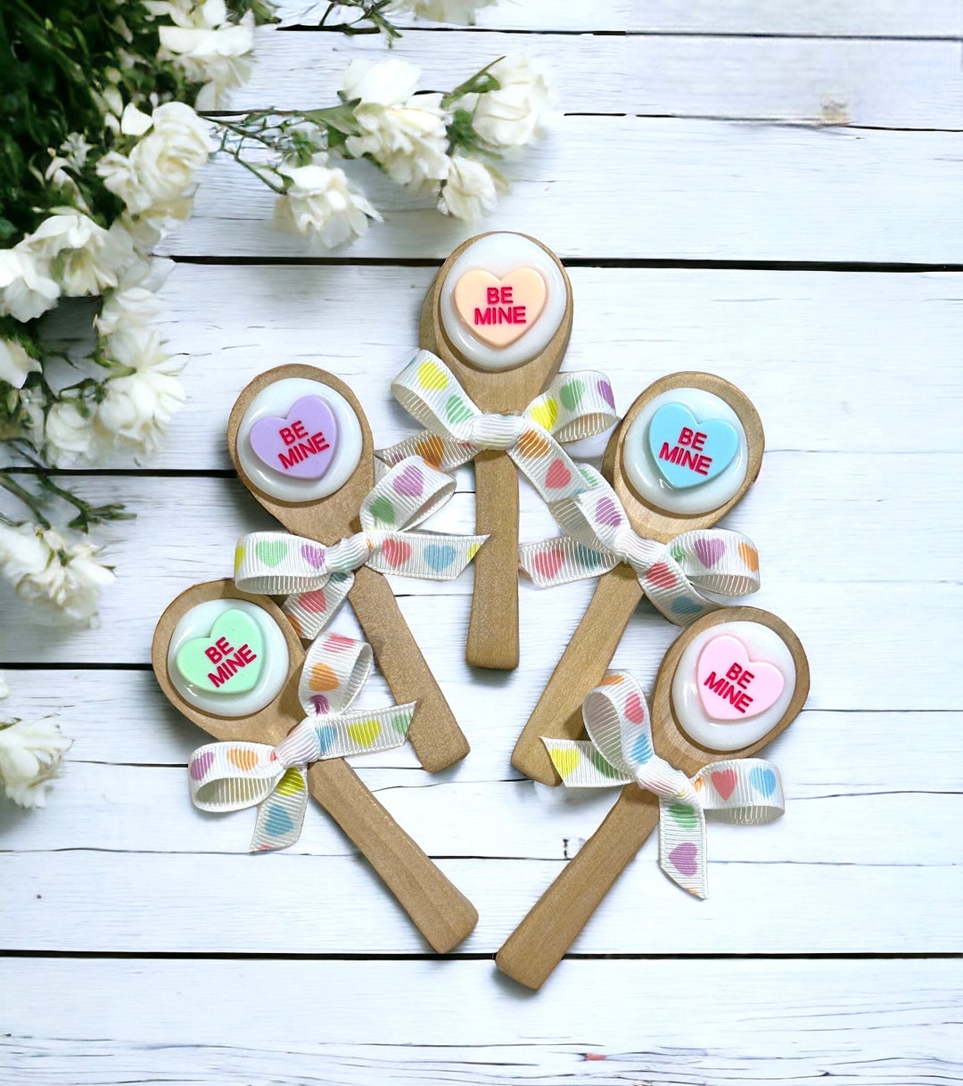Set of 5 Handmade Valentine Mini Spoons Fake Bake Faux Food ...