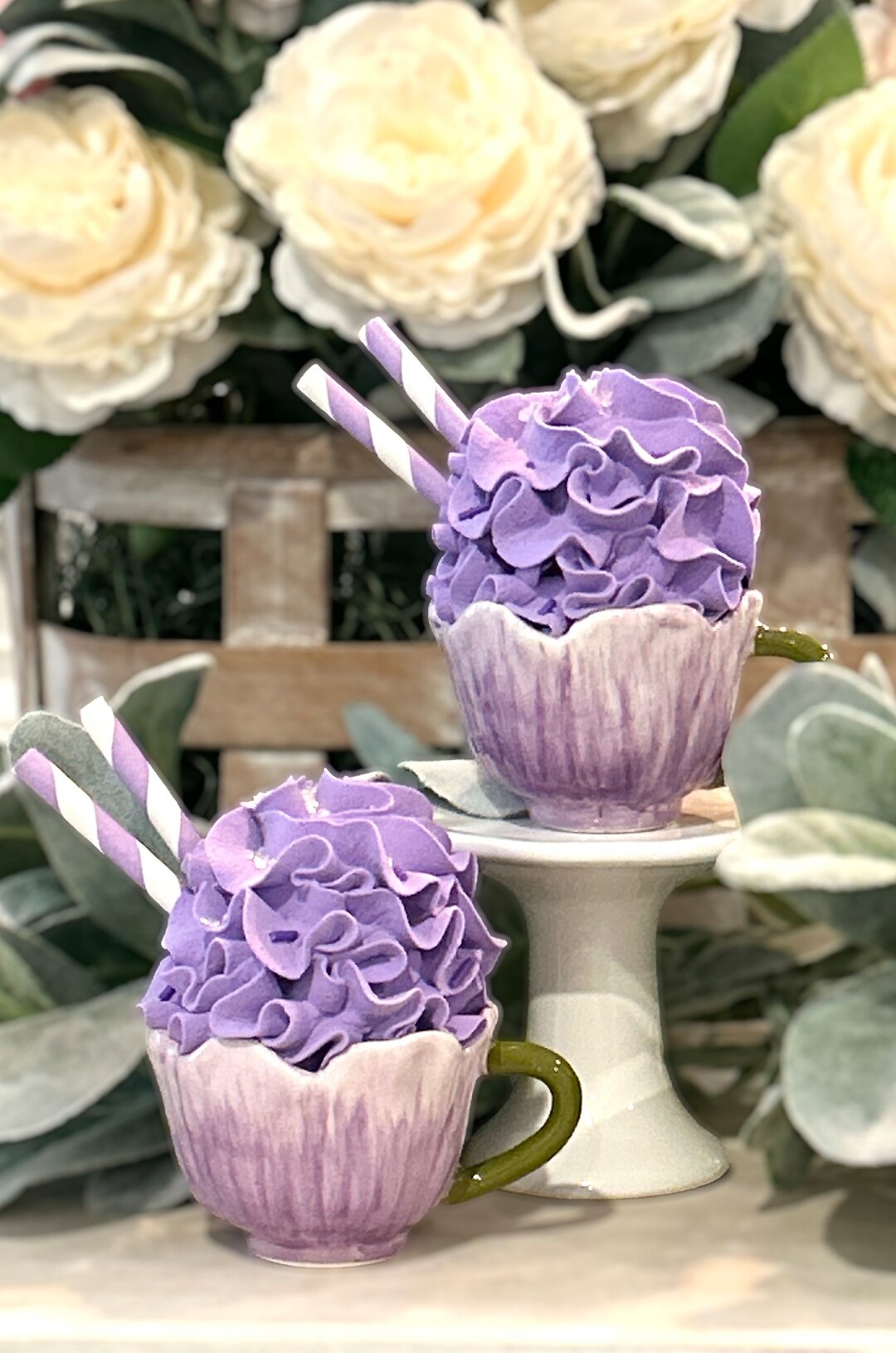 Handmade Faux Whipped Cream Drink in a Purple Flower Shaped Mini Mug ...