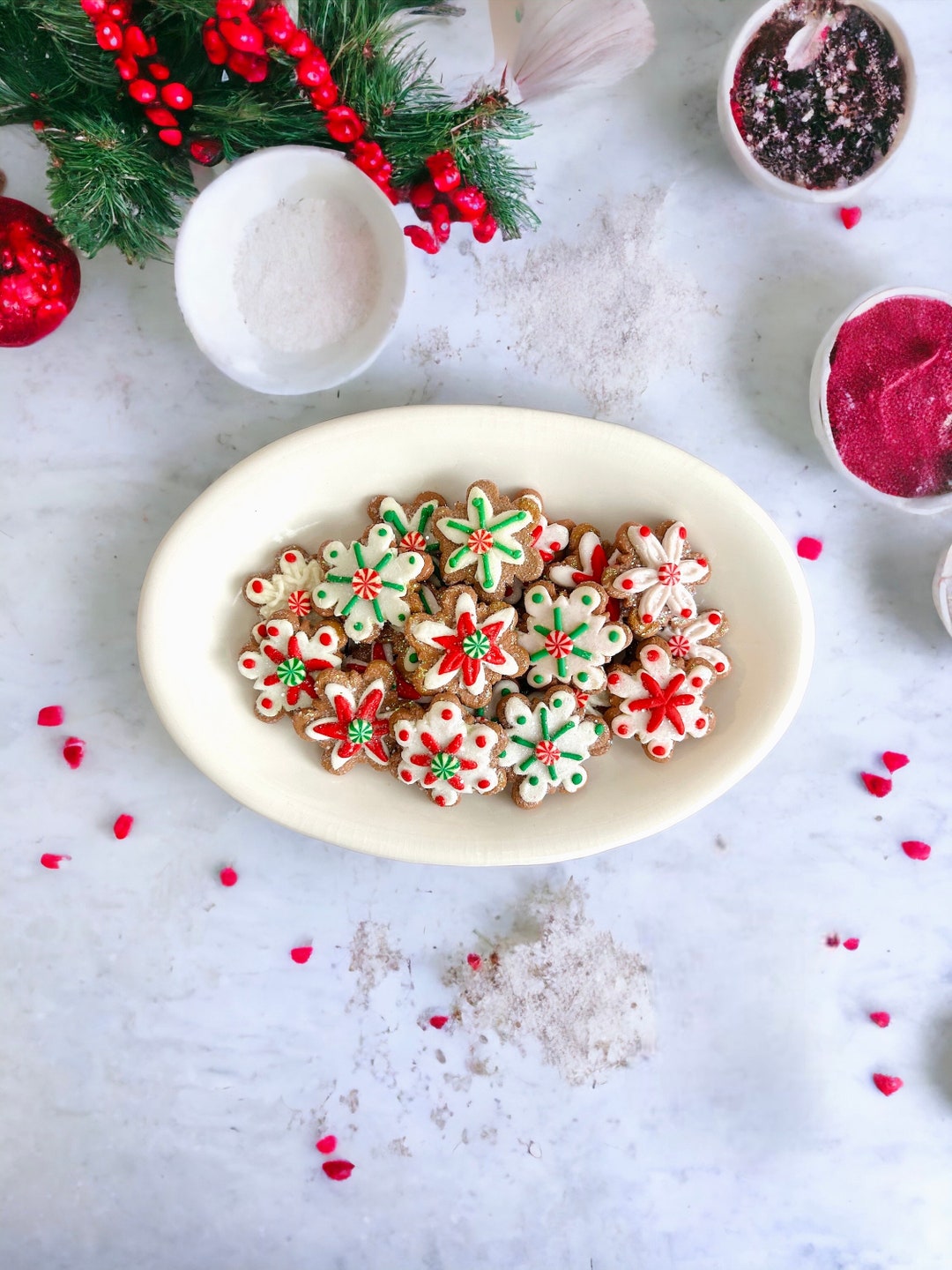 Set of 5 Mini Faux Fake Gingerbread Snowflake Cookies for Display ...