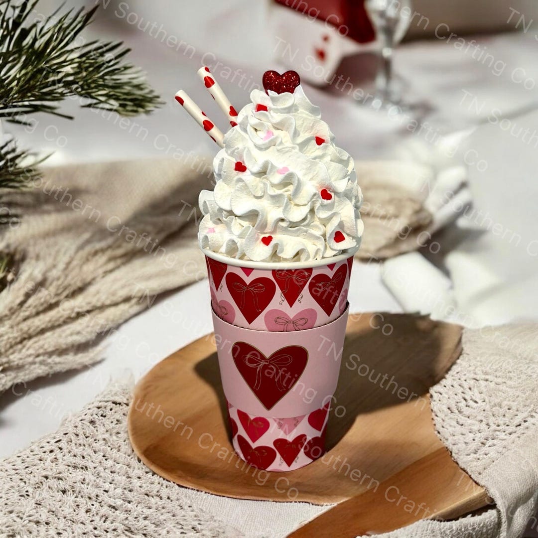 Handmade Fake Heart Cup With Attached Topper | Valentine Decor | Tiered ...