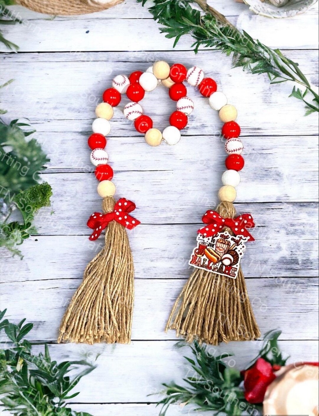 Baseball Wood Beaded Garland for Display | Photo Props | - Etsy