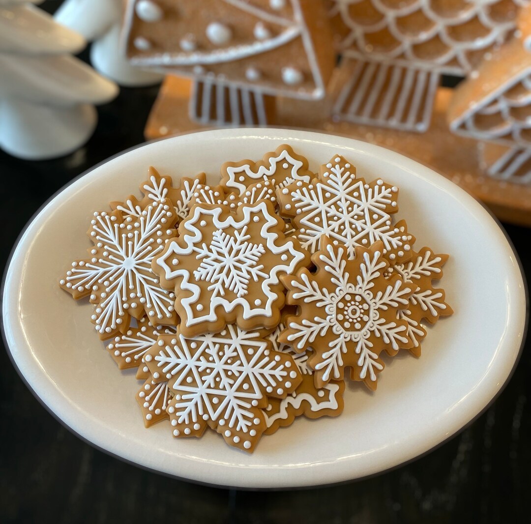 BEST SELLER Set of 5/10/15/20 Neutral Faux Fake Gingerbread Snowflake ...
