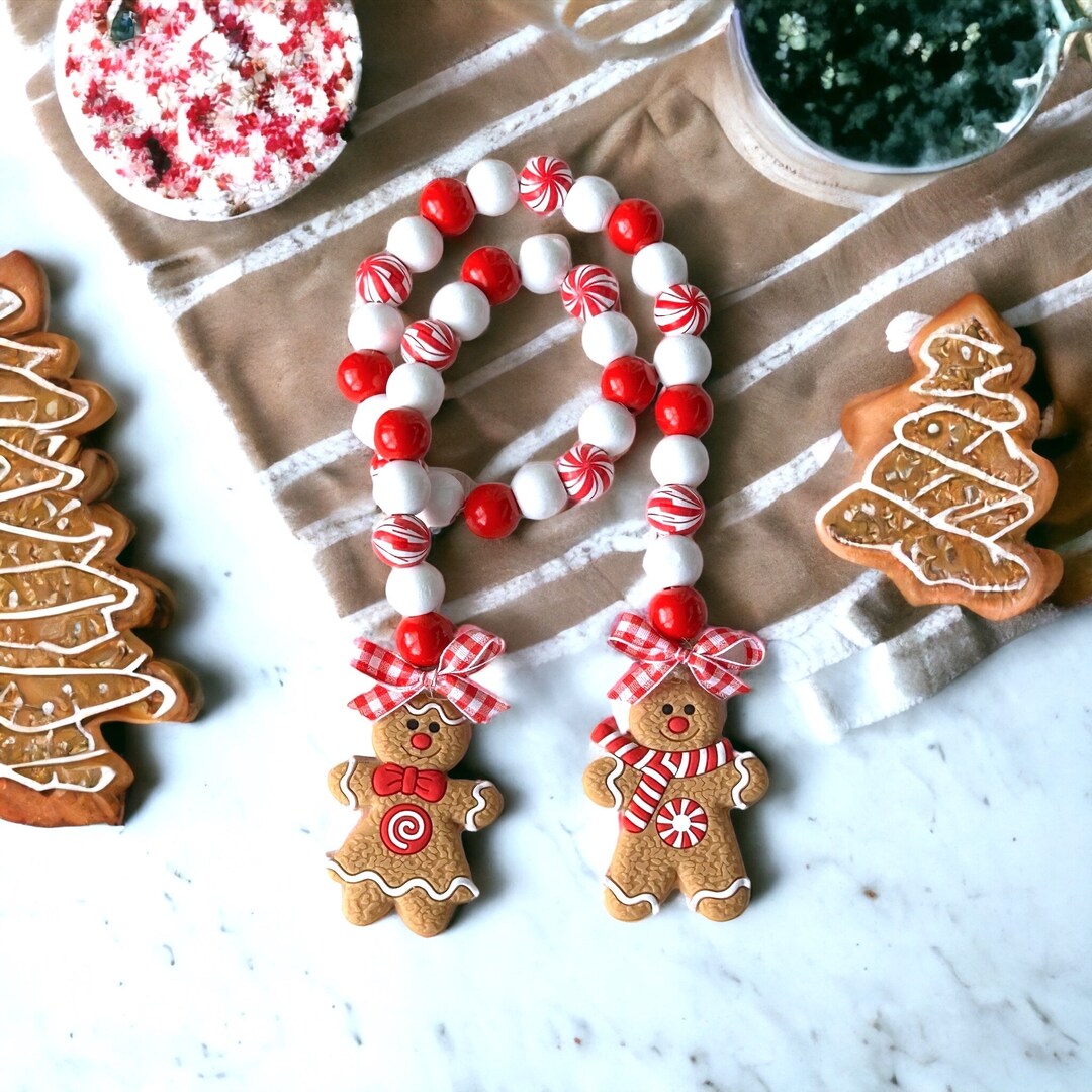 Gingerbread Beaded Garland Gingerbread Men Gingerbread Decor ...