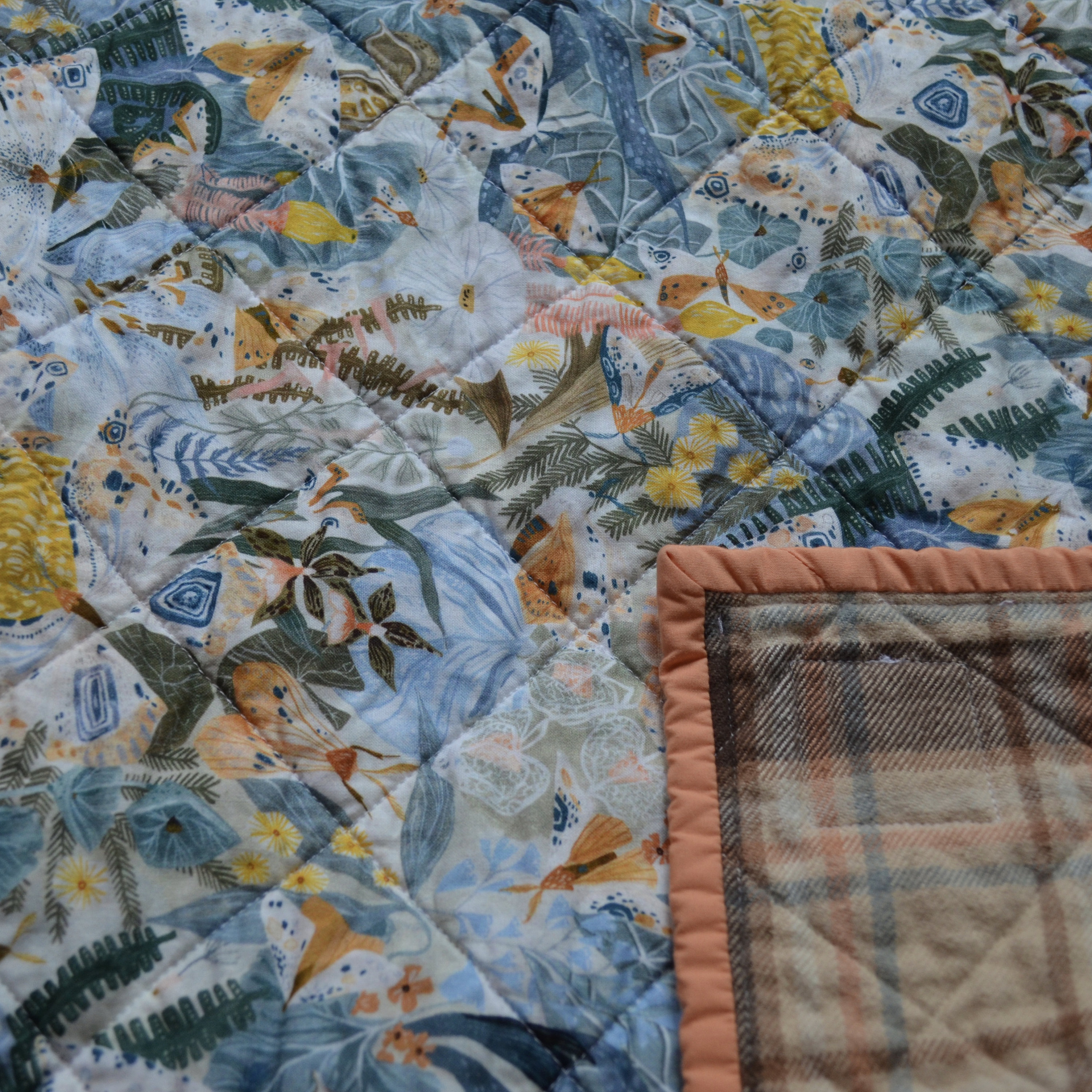 Moths and Botanica Flannel Backed Children's Quilt, Woodland Baby ...