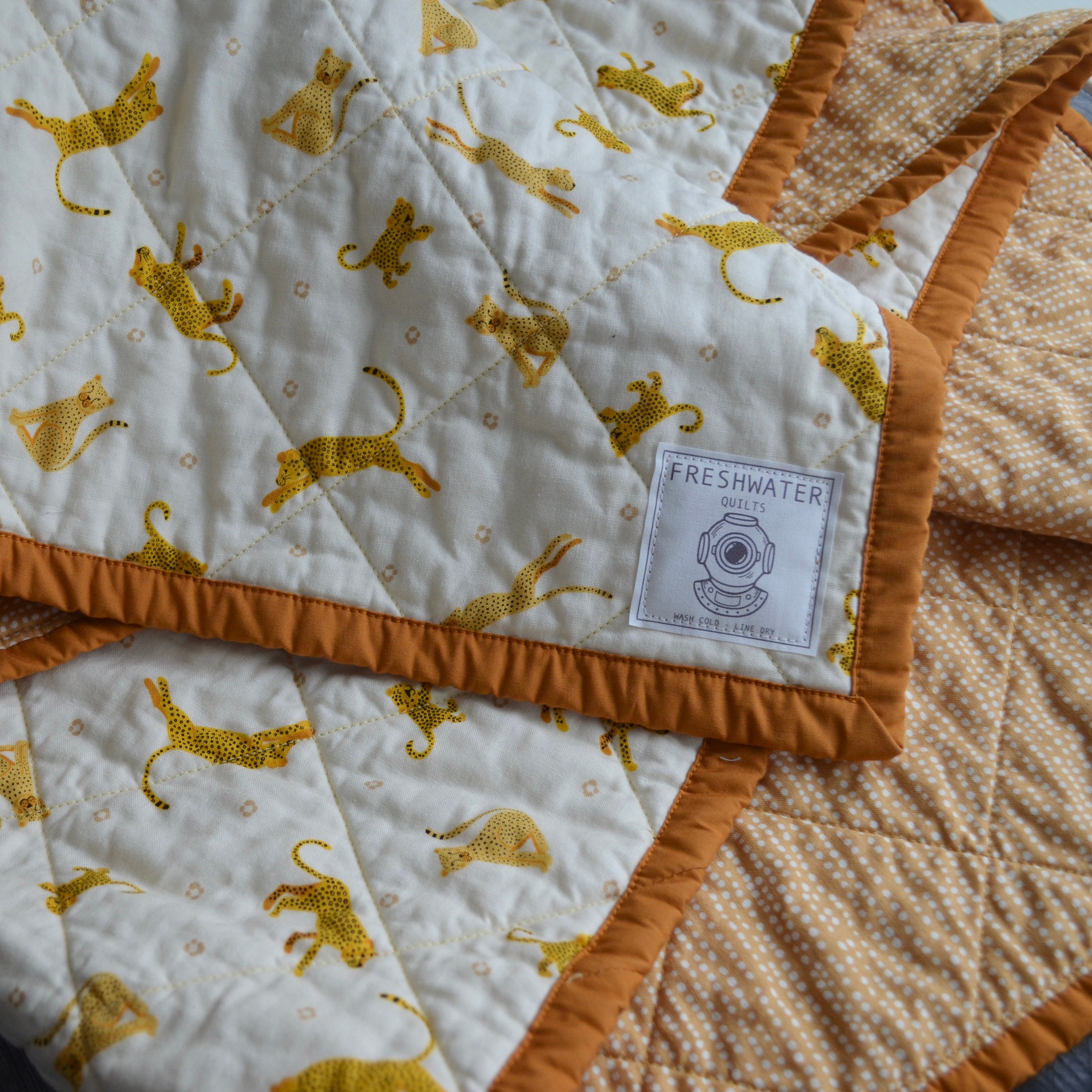 Cheetah Baby Quilt, Baby Quilt for Crib, Wholecloth Baby Blanket, Baby ...