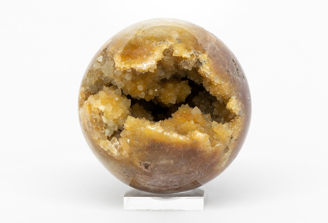 Golden Yellow Druzy Agate Geode Sphere | Agate Geode Druzy Crystal ...
