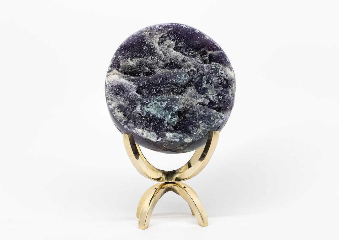 Purple Grape Agate Sphere | Botryoidal Purple Chalcedony Crystal Geode ...