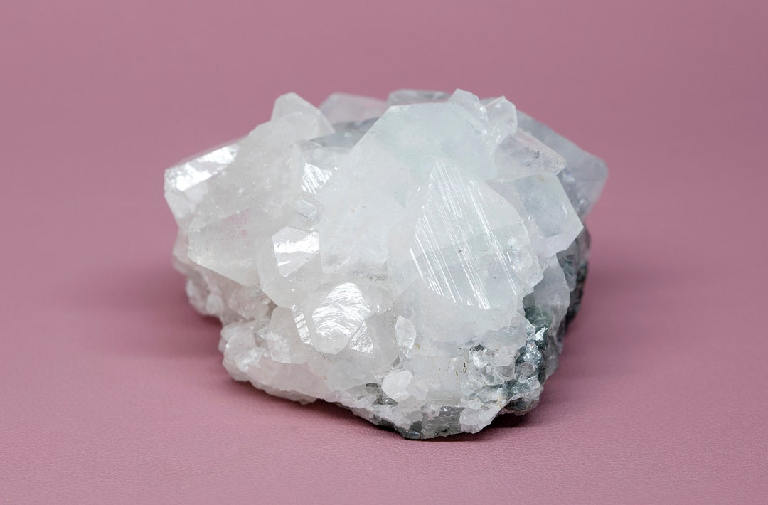 Clear Apophyllite on Blue Chalcedony With Rainbows Self Standing ...