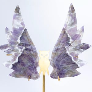Amethyst Crystal Owl Wings on Stand, Purple Crystal Wings, Crystal ...