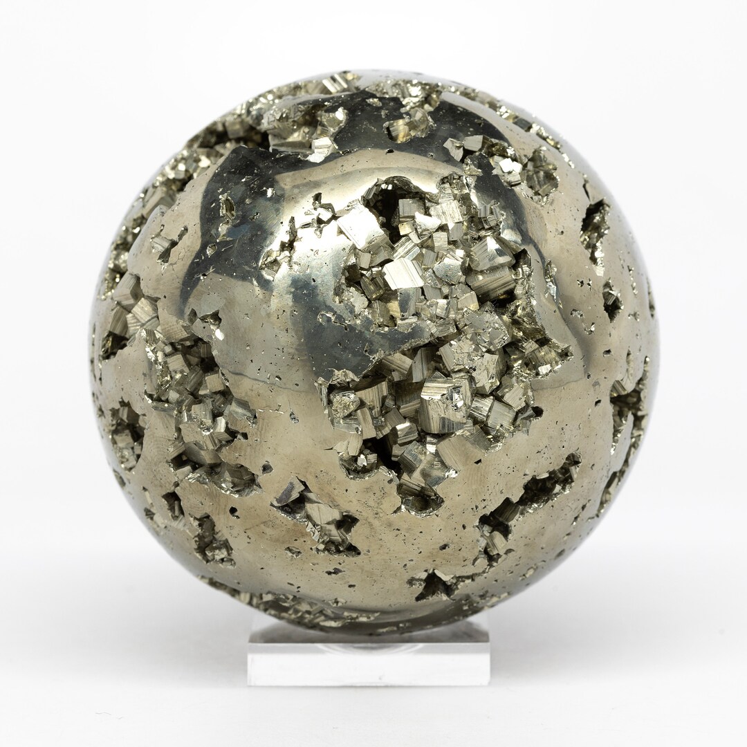 Druzy Geode Pyrite Sphere | Natural Raw Peruvian Pyrite Ball | Druzy ...
