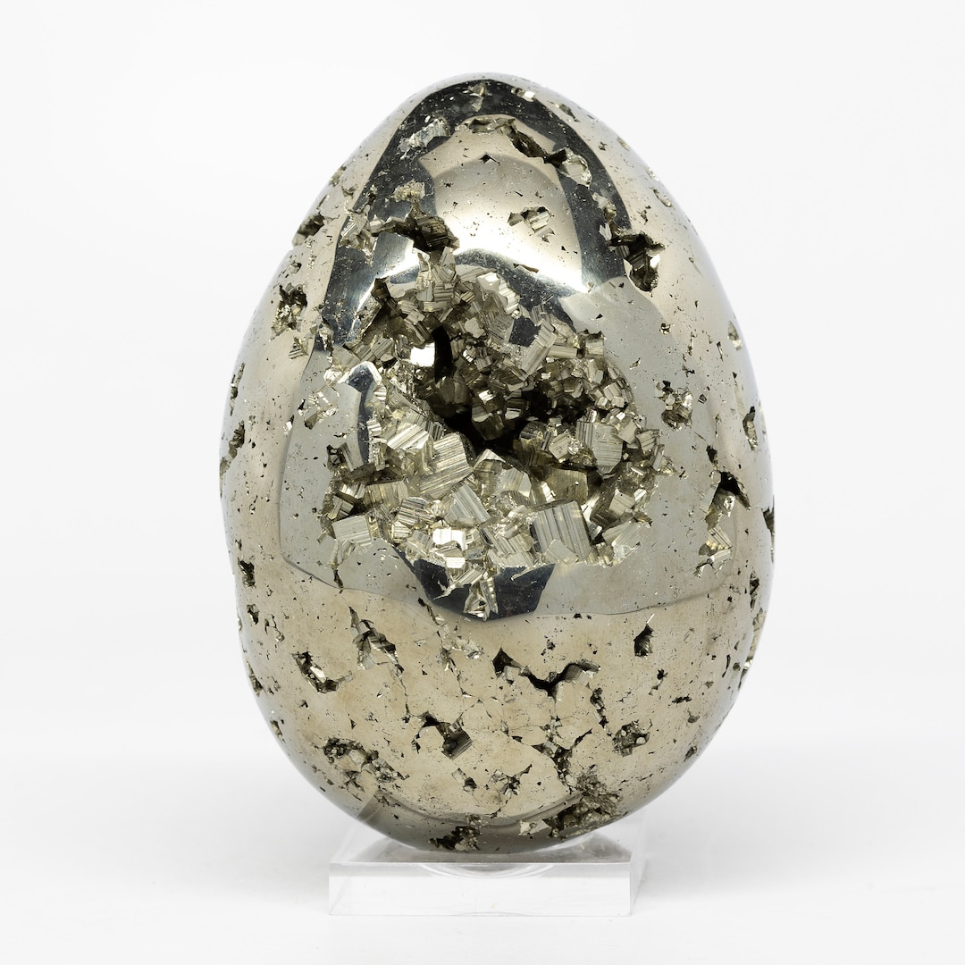Druzy Pyrite Geode Egg | Natural Raw Peruvian Pyrite Egg | Druzy Pyrite ...