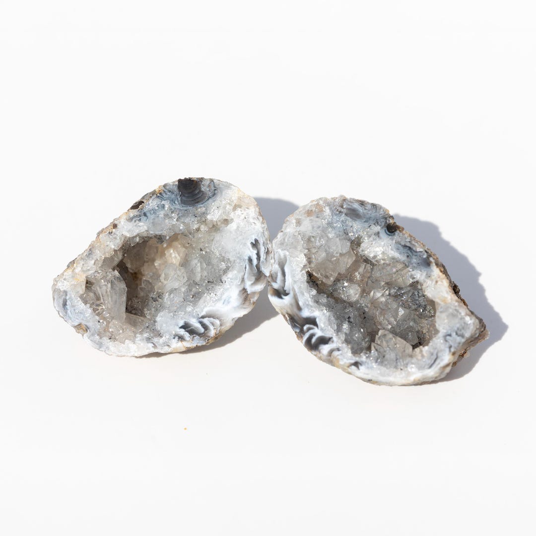 Black and White Oco Agate Geode Pair Mexican Crystal Geode Raw Natural Geode Crystal Lover Gift ...