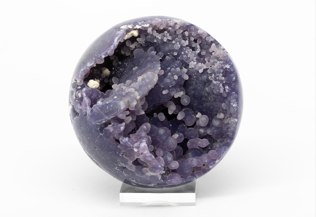 Purple Grape Agate Sphere | Botryoidal Purple Chalcedony Crystal Geode ...
