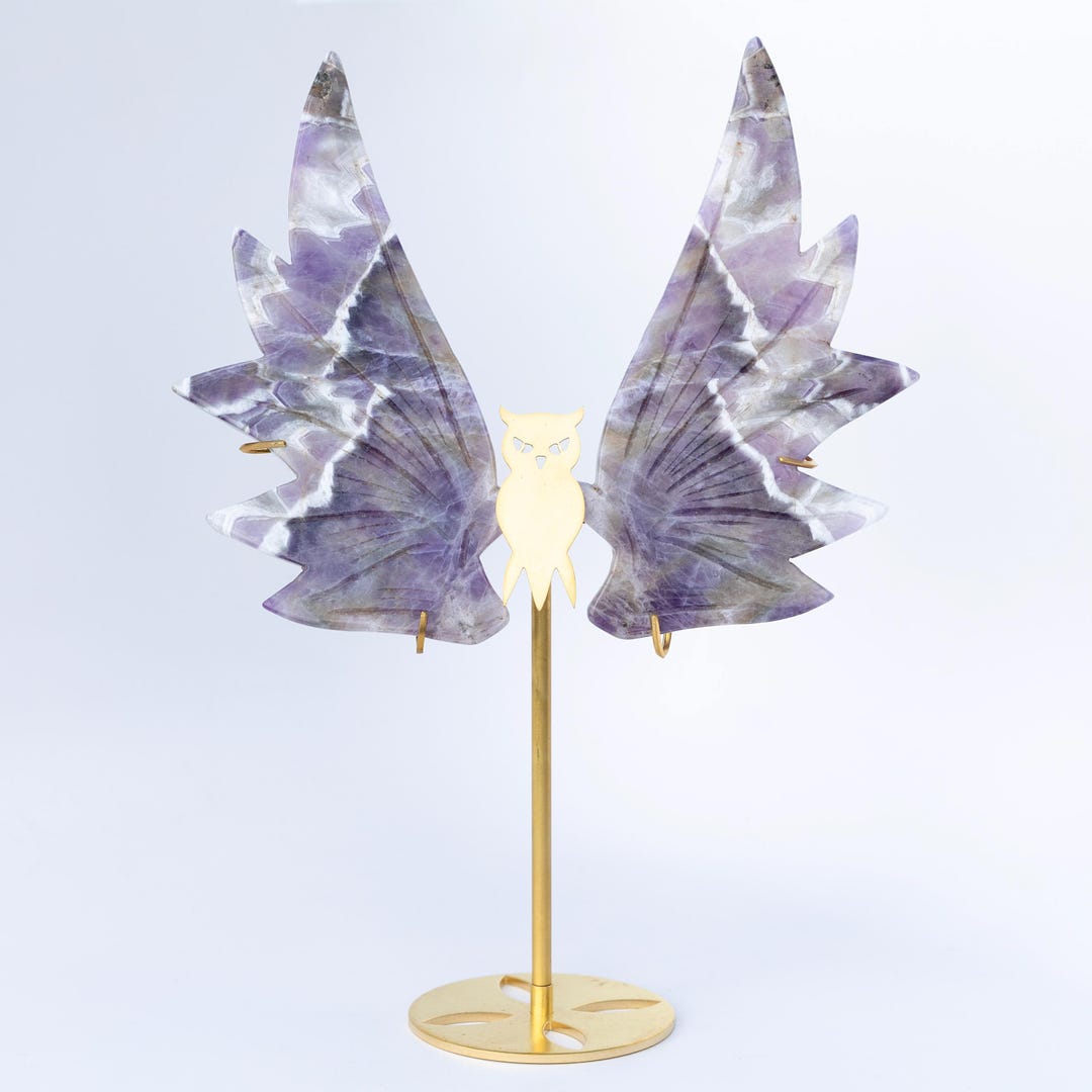 Amethyst Crystal Owl Wings on Stand, Purple Crystal Wings, Crystal ...