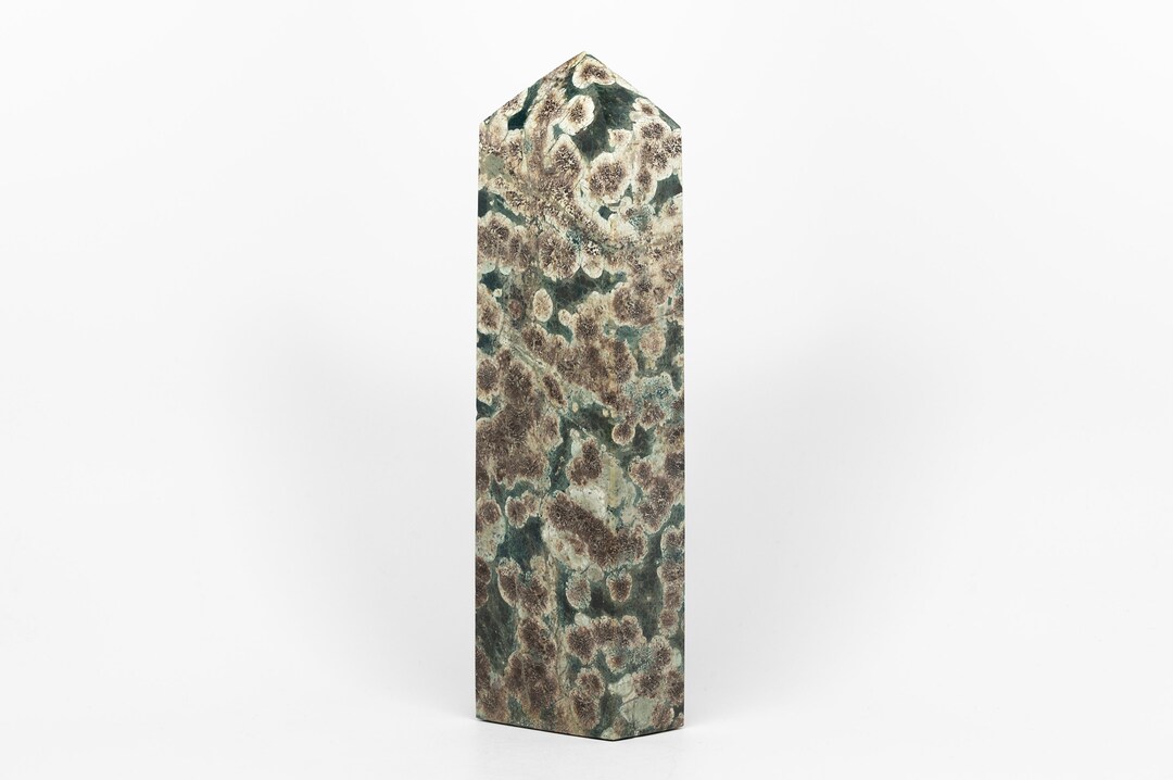 Green Sakura Jasper Tower | Large Green Cherry Blossom Agate Point ...