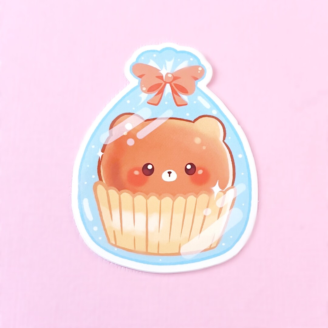 Cute Bread Bear Sticker | Kawaii Laptop Decal | Kawaii Bear Sticker ...