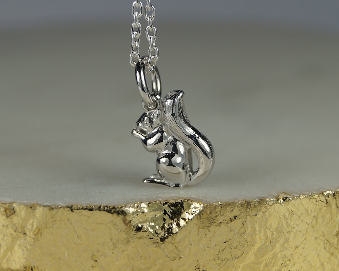 Sterling Silver Squirrel Necklace, Silver Squirrel Pendant, Silver ...