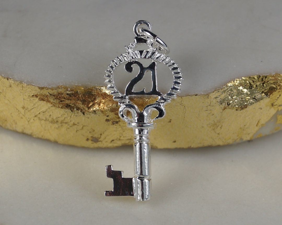 21st Birthday Charm, Sterling Silver Charm, Key to the Door Charm. - Etsy