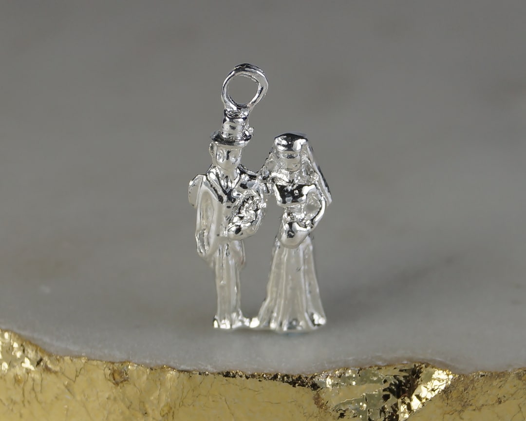 Sterling Silver Charm, Silver Bride and Groom Charm, Sterling Silver ...