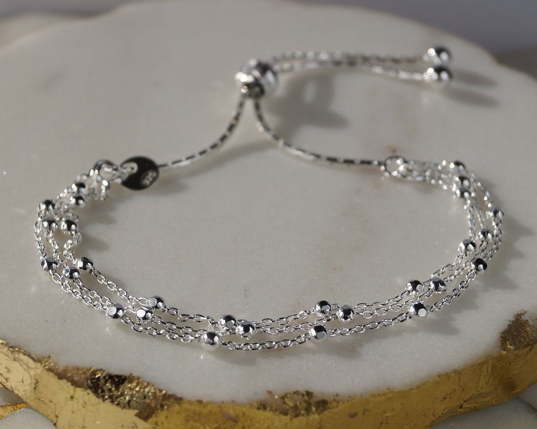 Silver Bracelet, Adjustable Silver Slider Bracelet, Sterling Silver ...