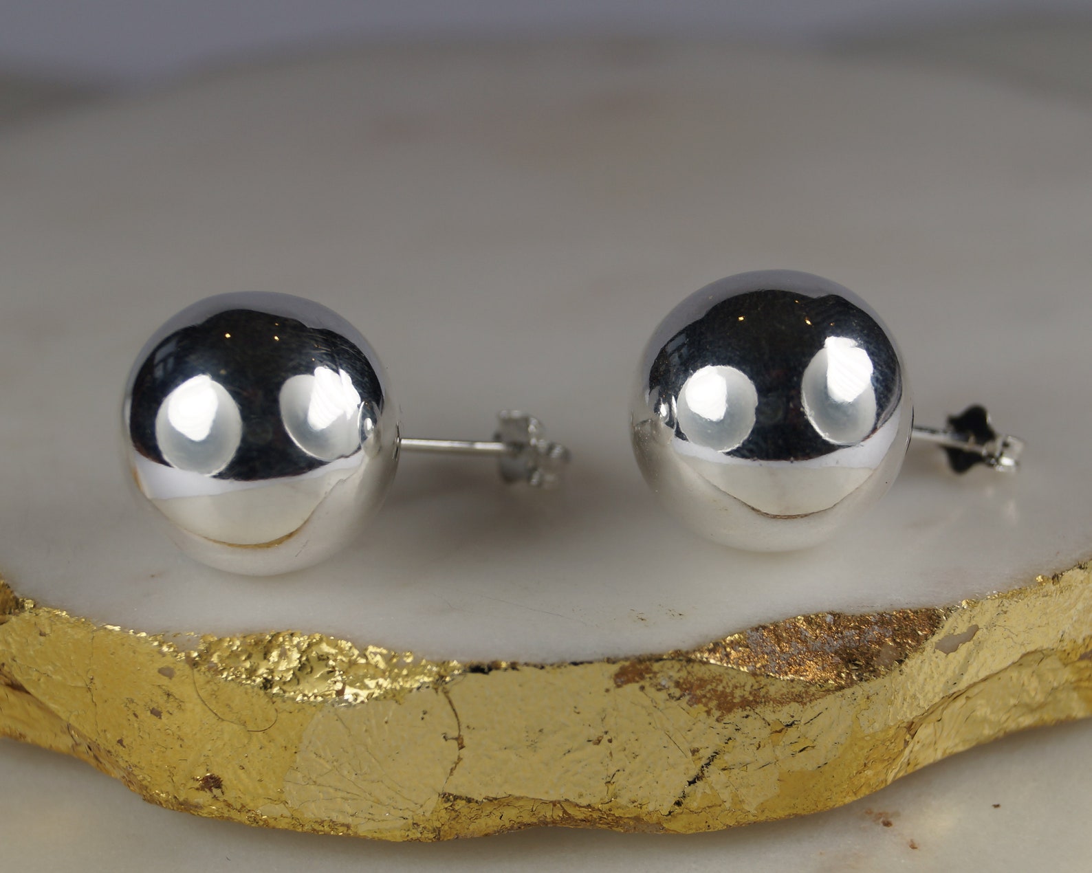 Very Large Ball Stud Earrings 14mm Silver Stud Sterling 925 - Etsy UK