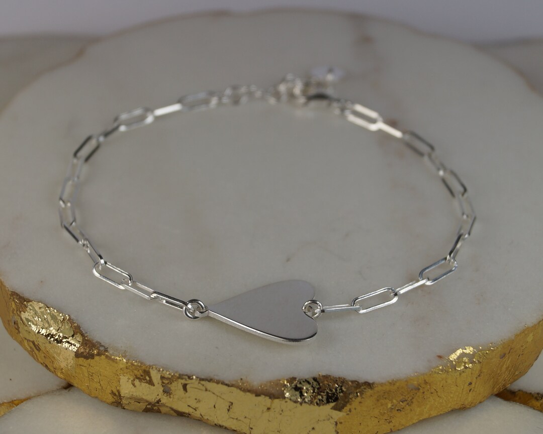 Adjustable Sterling Silver Heart Bracelet, Sterling Silver Bracelet ...