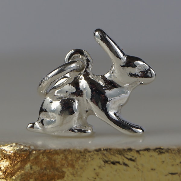 Sterling Silver Rabbit Charm - Etsy