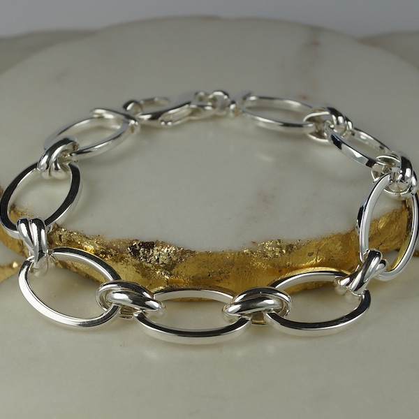 Chunky Sterling Silver Bracelet - Etsy