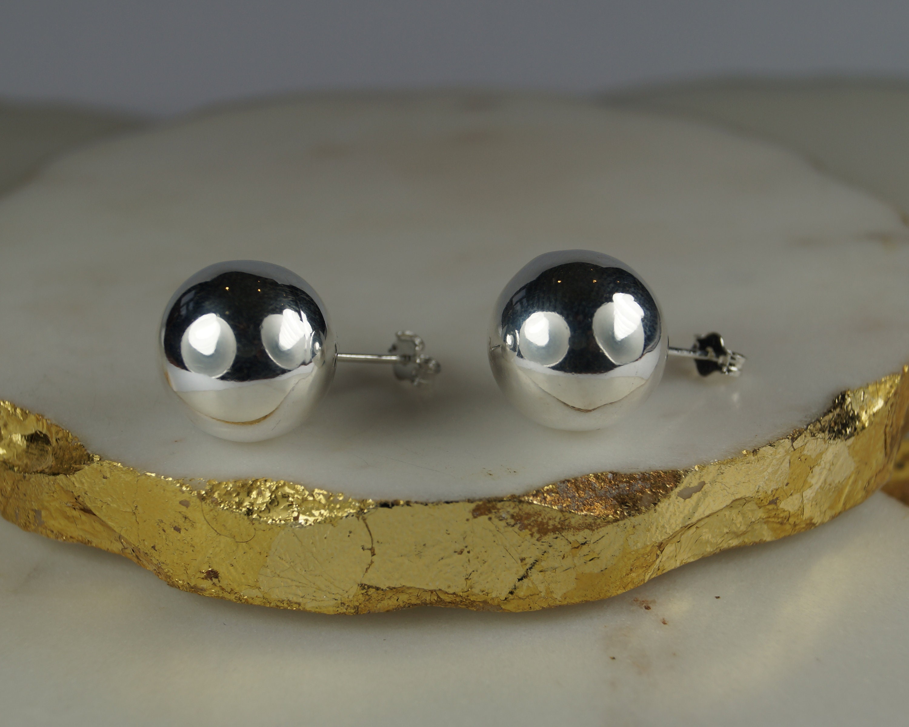 Very Large Ball Stud Earrings 14mm Silver Stud Sterling 925 - Etsy UK