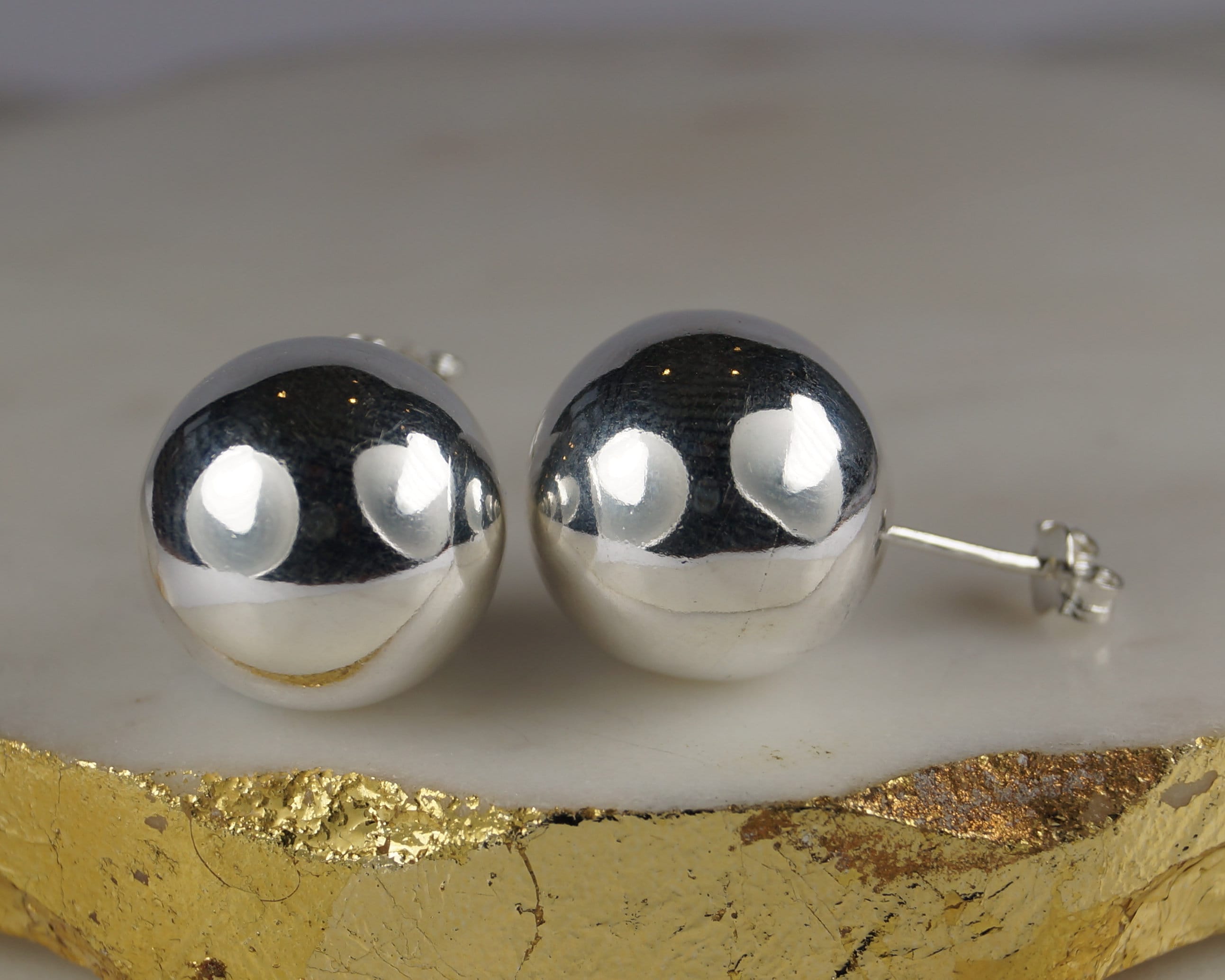 Very Large Ball Stud Earrings 14mm Silver Stud Sterling 925 - Etsy UK