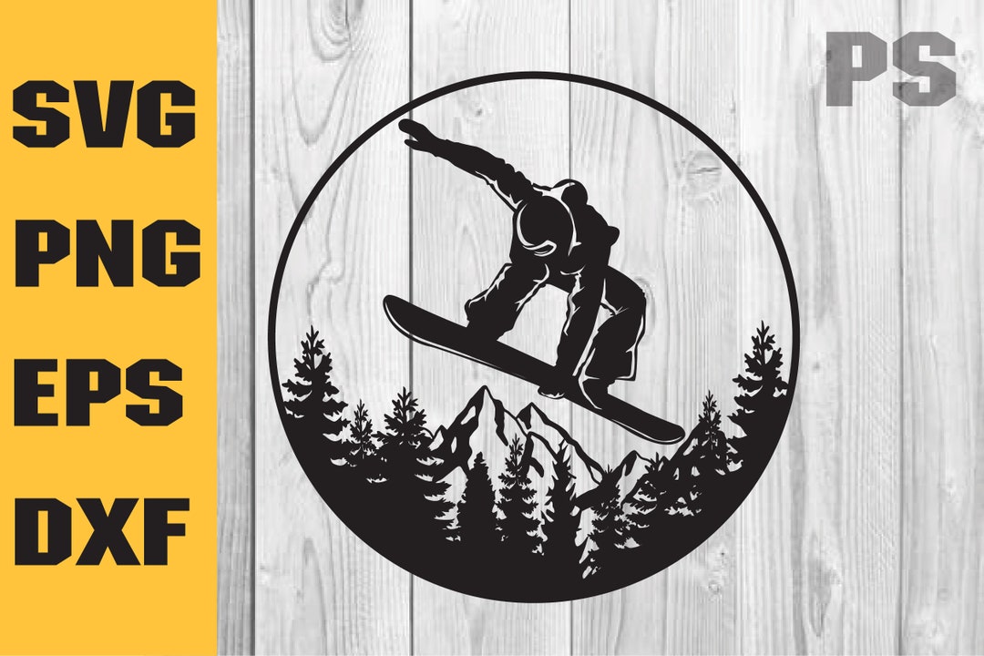 Snowboard Svg, Snowboarding Svg, Mountain, Landscape, Snowboard Cricut ...