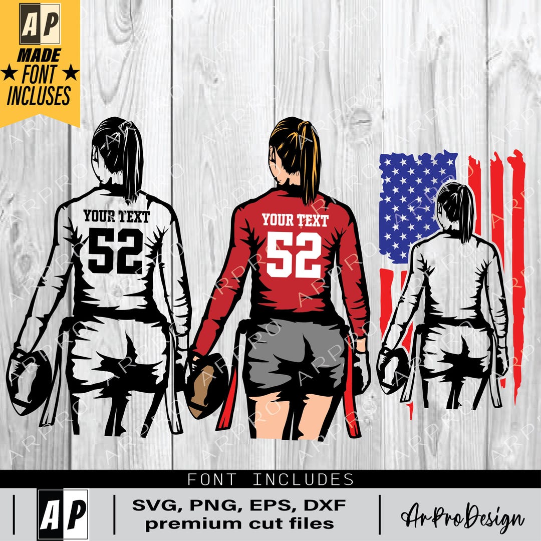 Flag Football Player Svg, Colored Layers, Personalized Name, Football ...