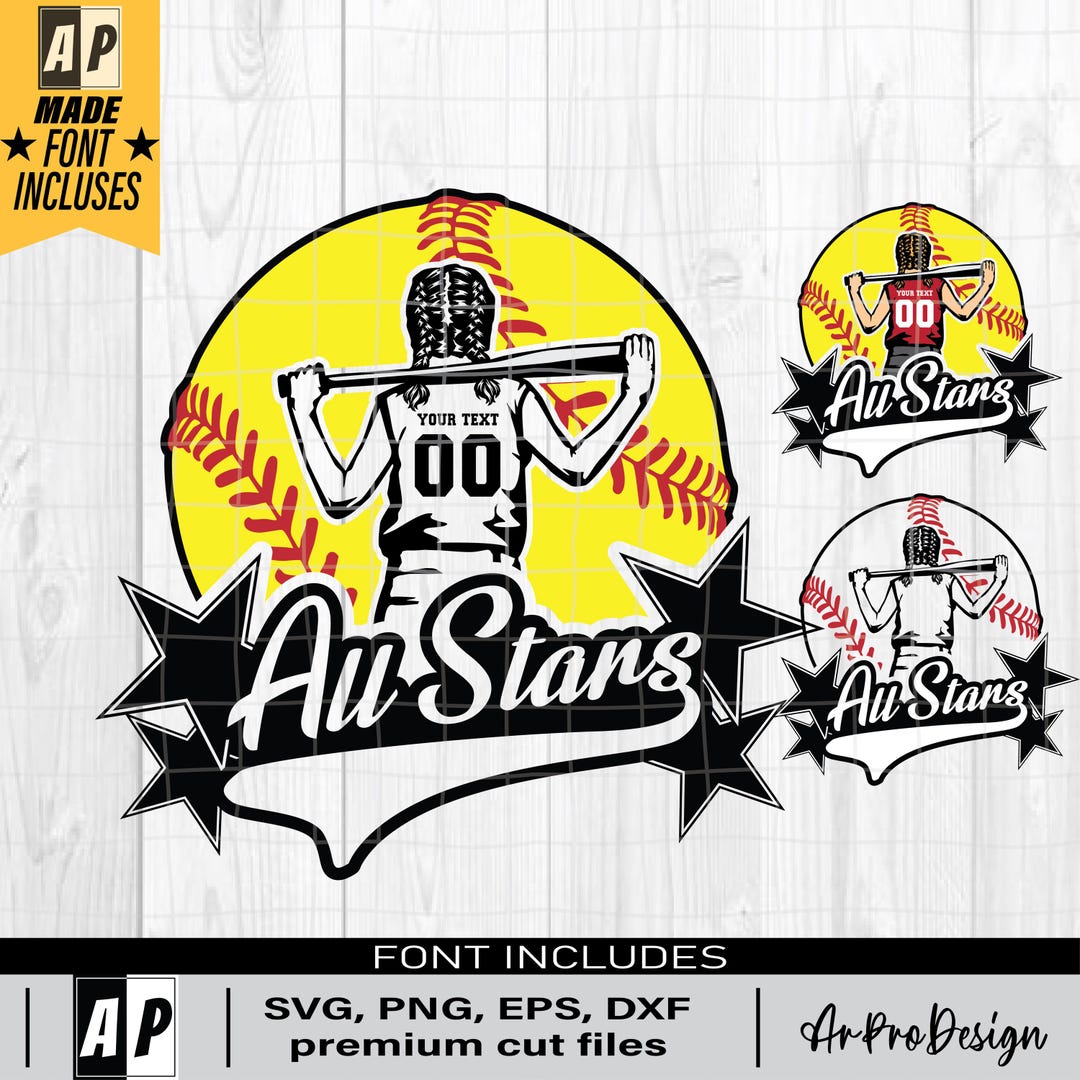 All Stars Svg Png, Personalized Name Svg, Softball Player Svg, Softball ...