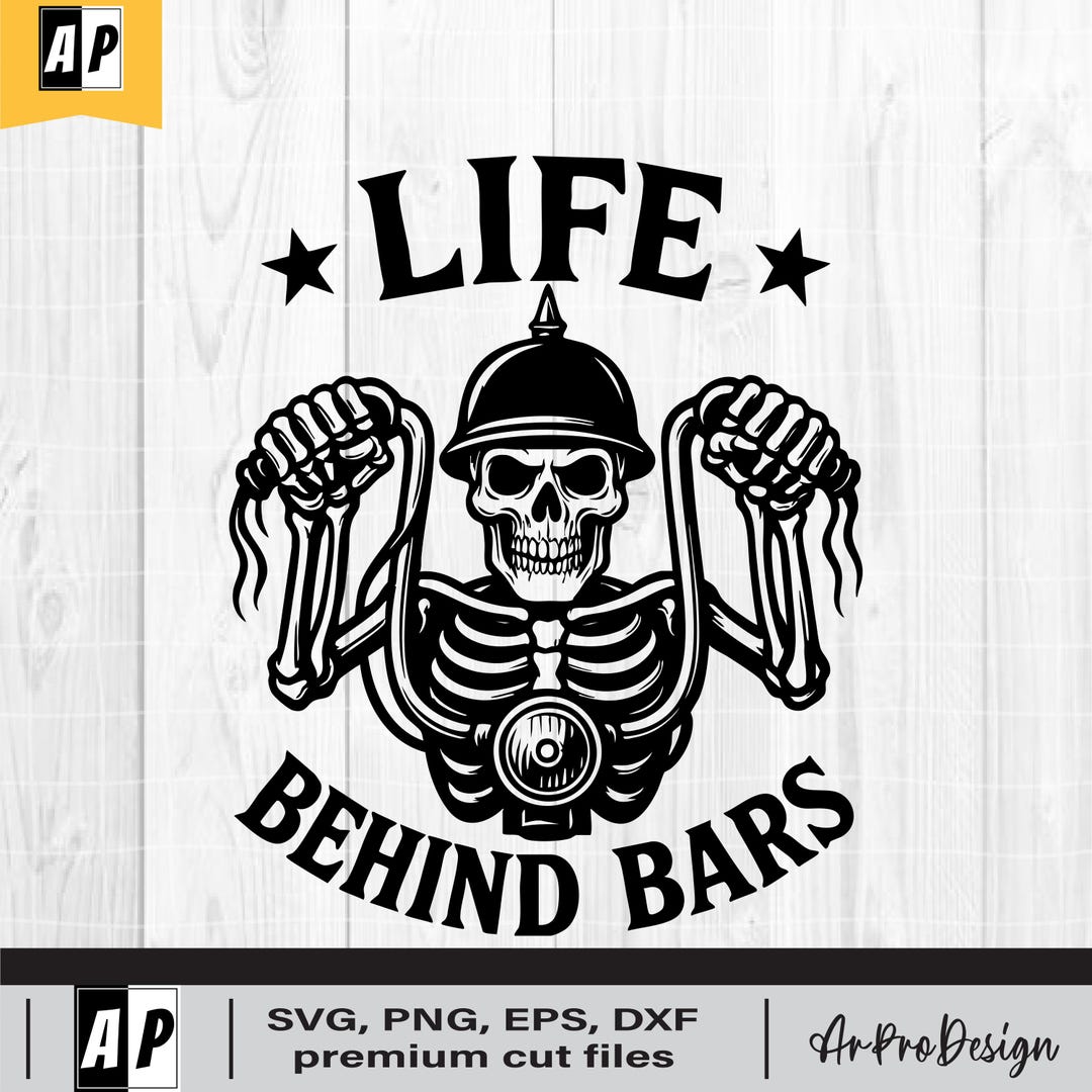 Skeleton Life Behind Bars SVG, Biker SVG, Skeleton Drive Motorcycle SVG ...
