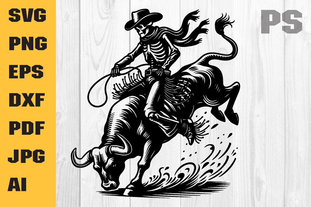 Skeleton Rodeo SVG, Bull Riding SVG, Cowboy SVG, Ranch Western Country ...