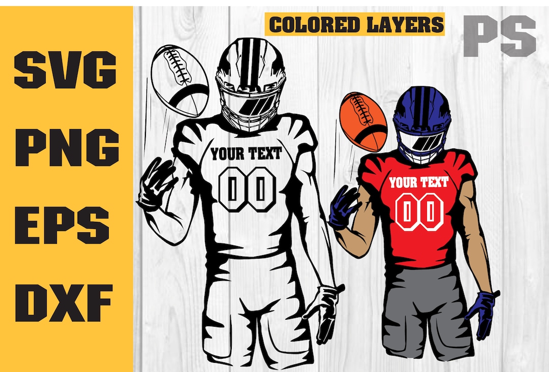 Football Player Svg Football Svg Colored Layers Football - Etsy