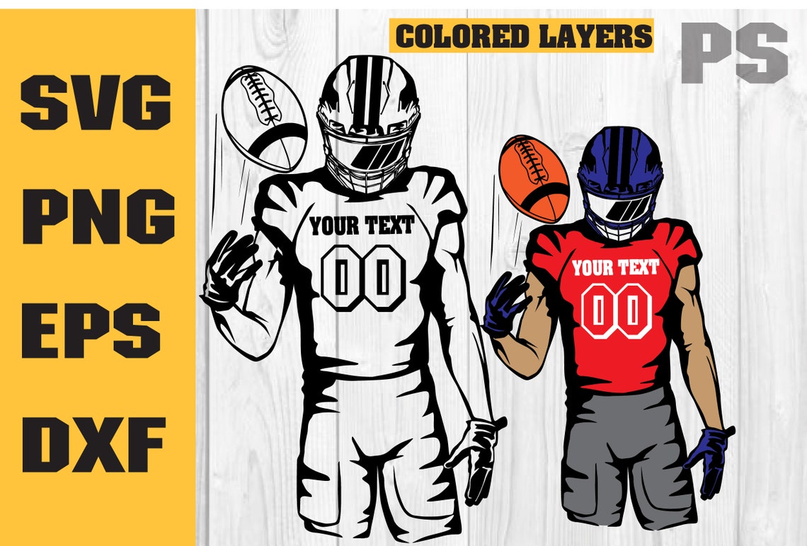 Football Player Svg Football Svg Colored Layers Football - Etsy