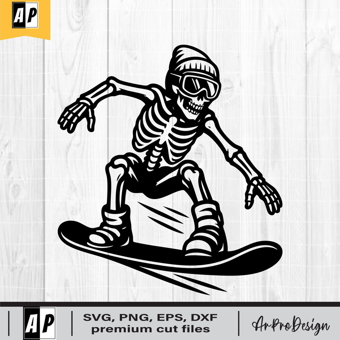 Skeleton Snowboarder Svg, Snowboarding Skeleton Clipart, Skull ...