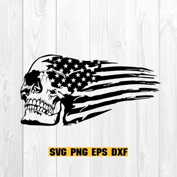 Skull American Flag SVG Skull SVG Distressed Flag Military - Etsy