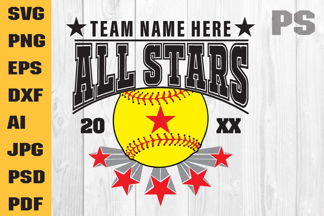 Allstar Svg, Softball Svg, All Star Svg, Shirt Design, Girls Softball ...