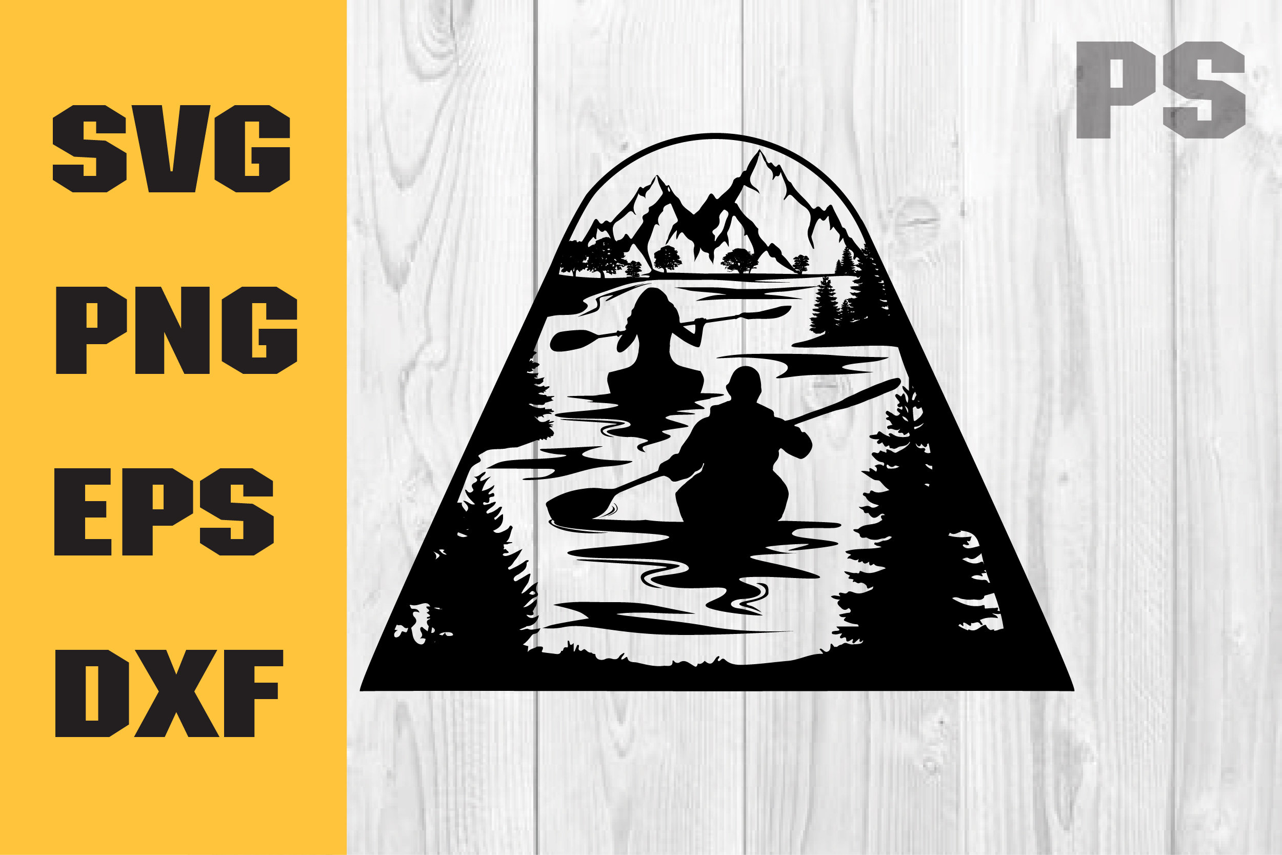 Kayaking Svg, Lake Scene Clipart, River Activity Cut File, Outdoor ...