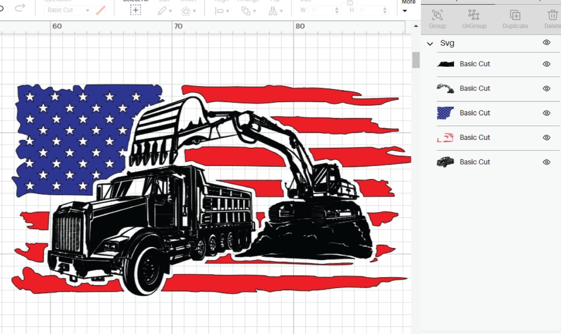 US Dump Truck With Track Hoe Svg Excavator Clipart Heavy - Etsy