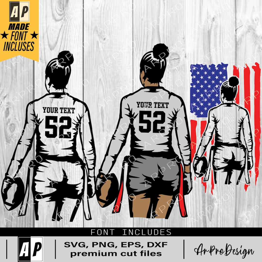 Flag Football Player Svg, Colored Layers, Personalized Name, Football ...