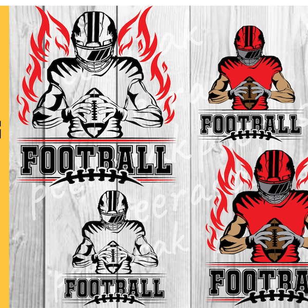 Football Player Flames Svg - Etsy